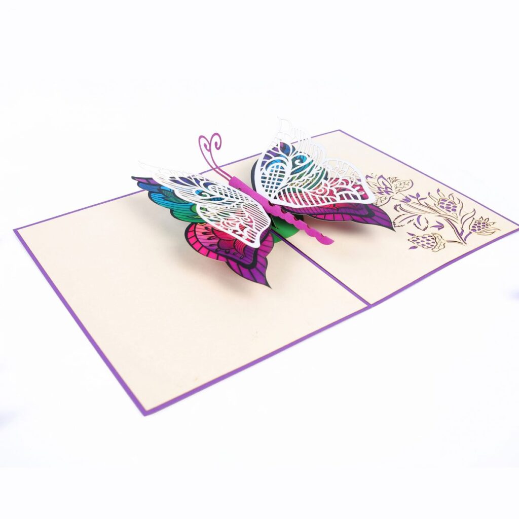 Purple Butterfly Pop Up Card - Kiricard
