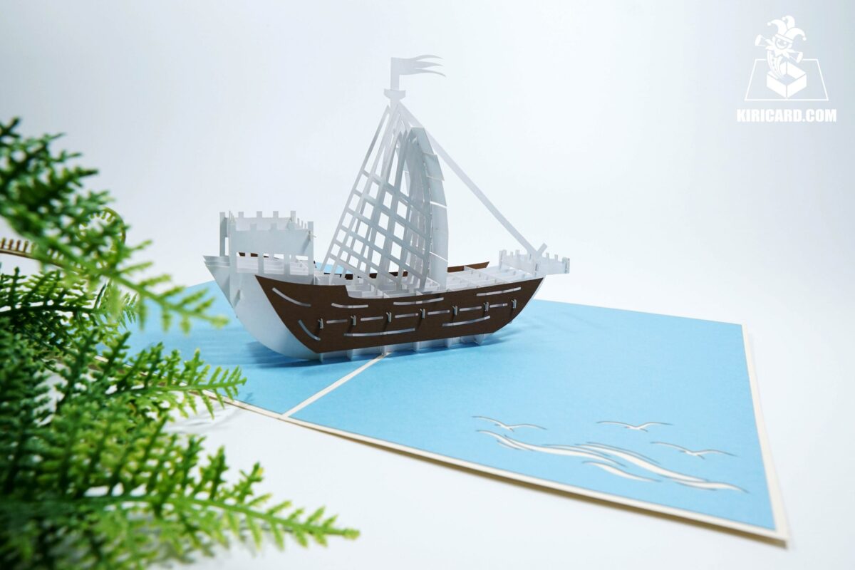 Brown Ship Pop Up Card - Kiricard