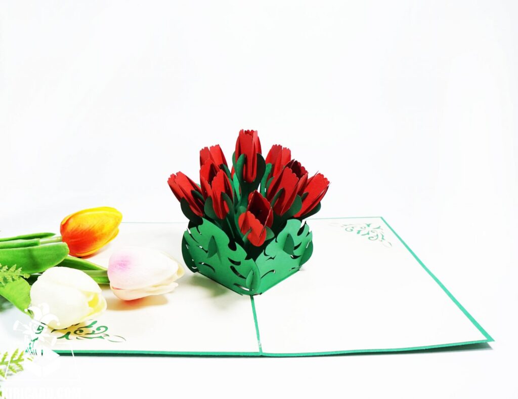 Red Tulips Pop Up Card - Kiricard