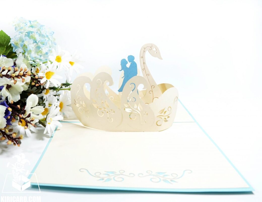 Love Swan Pop Up Card - Kiricard