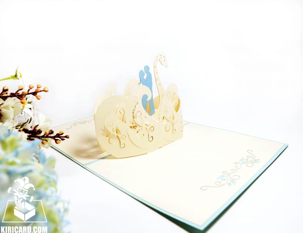 Love Swan Pop Up Card - Kiricard