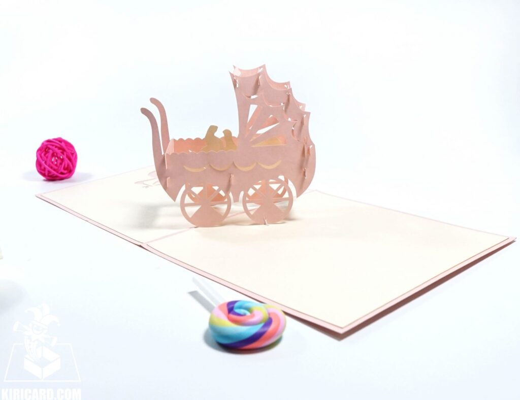 Pink Baby Stroller Pop Up Card - Kiricard