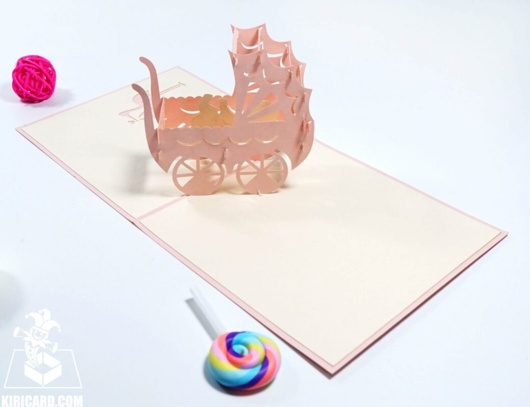 Pink Baby Stroller Pop Up Card - Kiricard