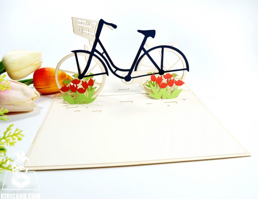 Black n White Bicycle Pop Up Card - Kiricard