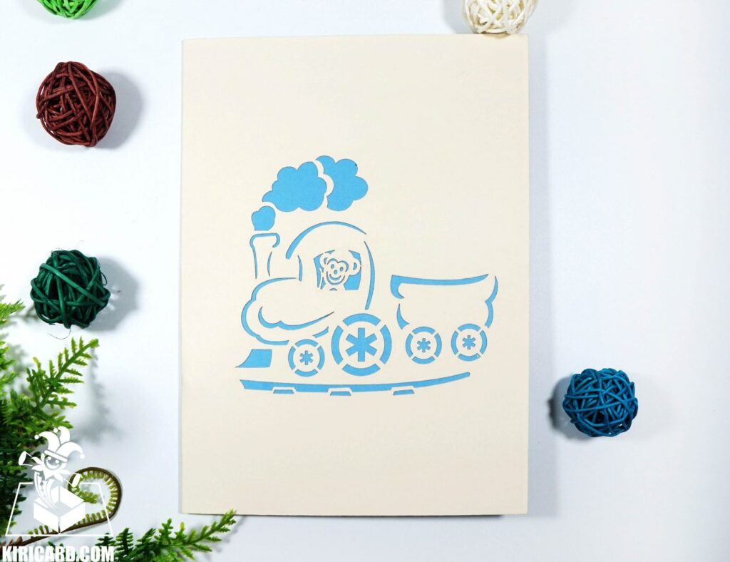 Animal Train Cartoon Pop Up Card - Kiricard