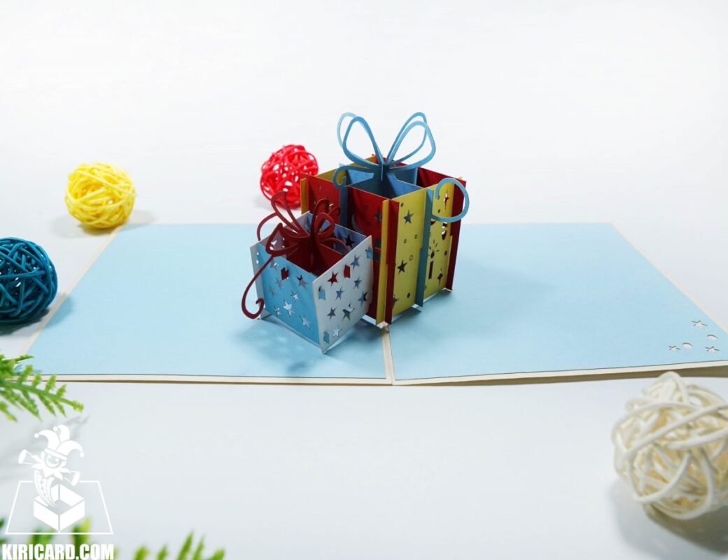 Mix-Color Birthday Gift Boxes Pop Up Card - Kiricard
