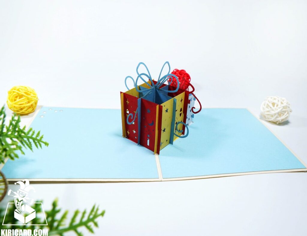 Mix-Color Birthday Gift Boxes Pop Up Card - Kiricard