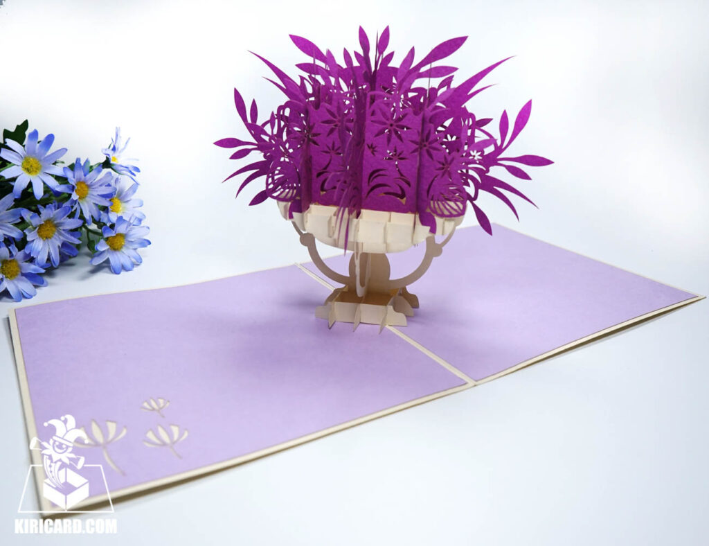 Purple Flower Vase Pop Up Card - Kiricard