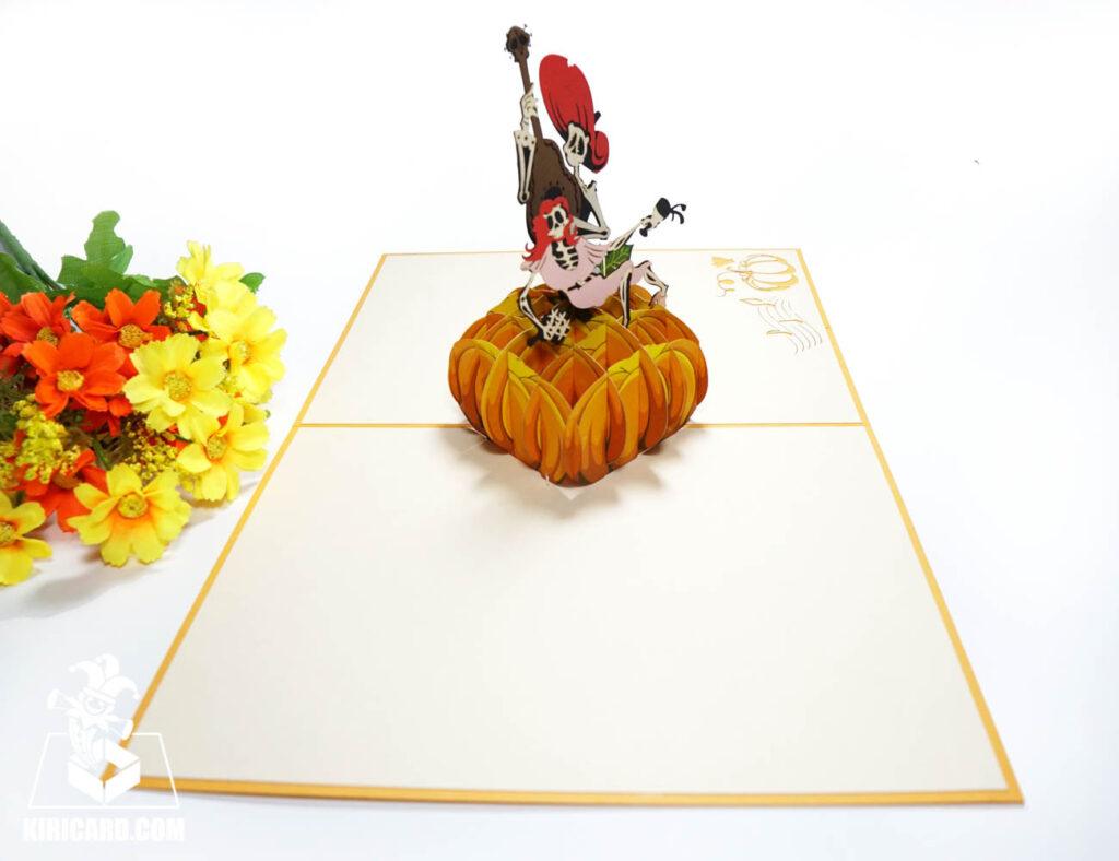 Singing Skeleton Couple for Halloween Pop Up Card - Kiricard