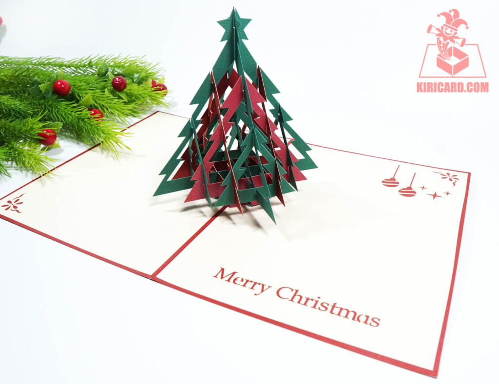 Green Pine Tree Pop Up Card - Kiricard