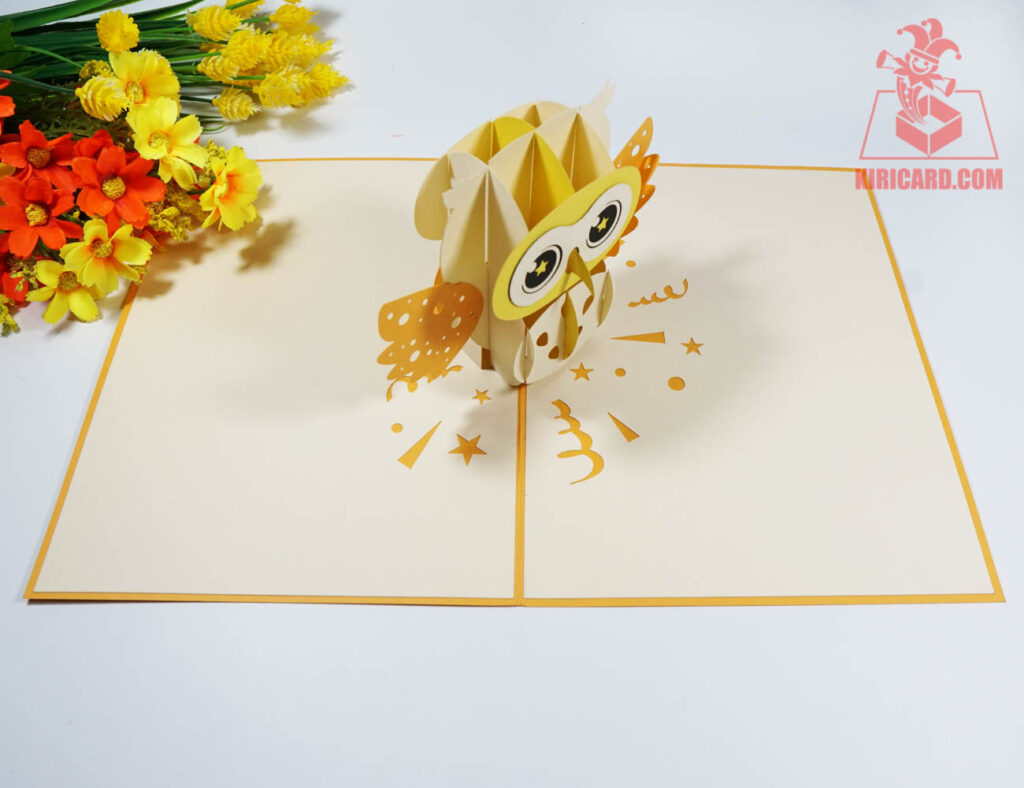 Yellow Owl Pop Up Card - Kiricard