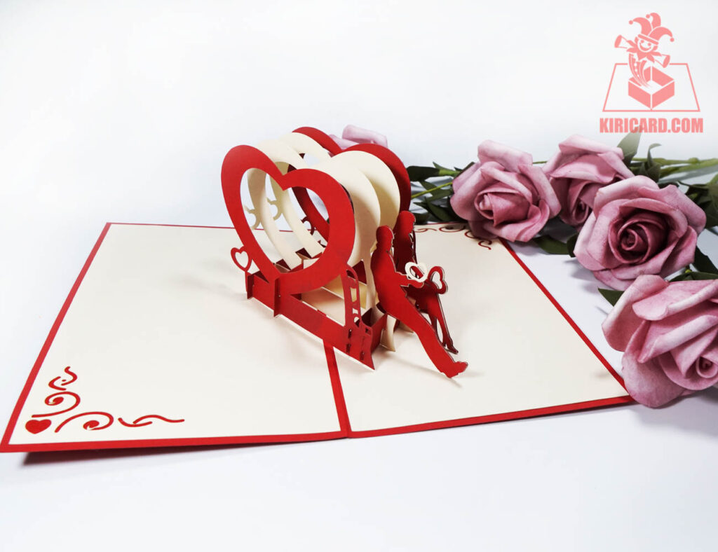 Love Bench Pop Up Card - Kiricard
