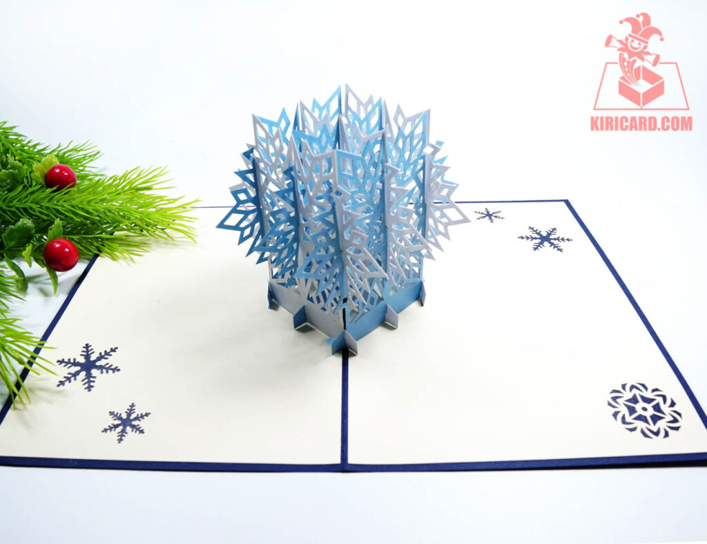 Blue Snowflake Pop Up Card - Kiricard