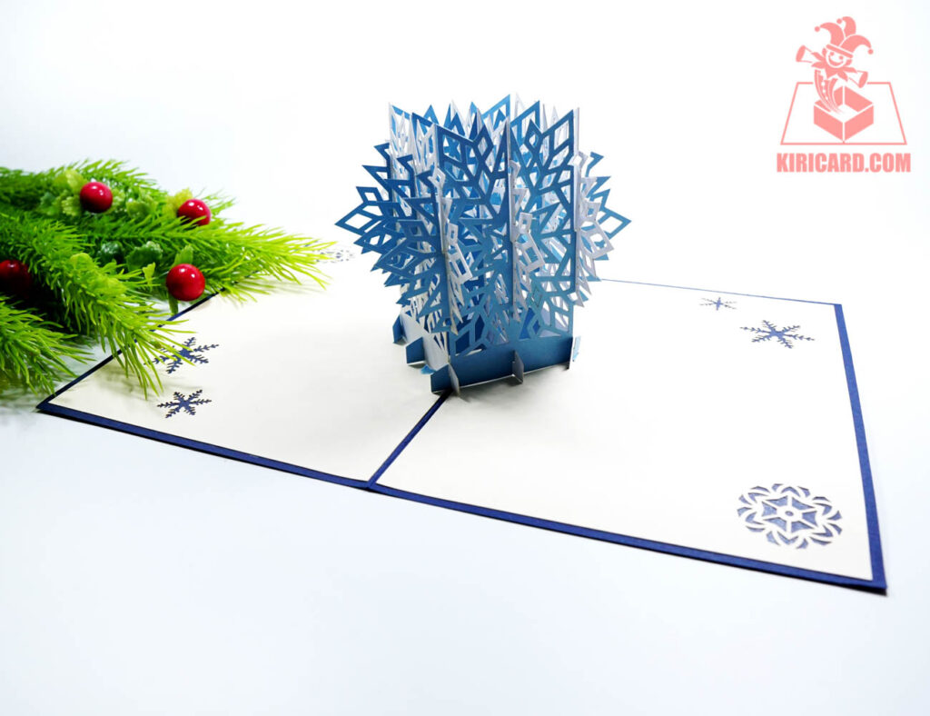 Blue Snowflake Pop Up Card - Kiricard