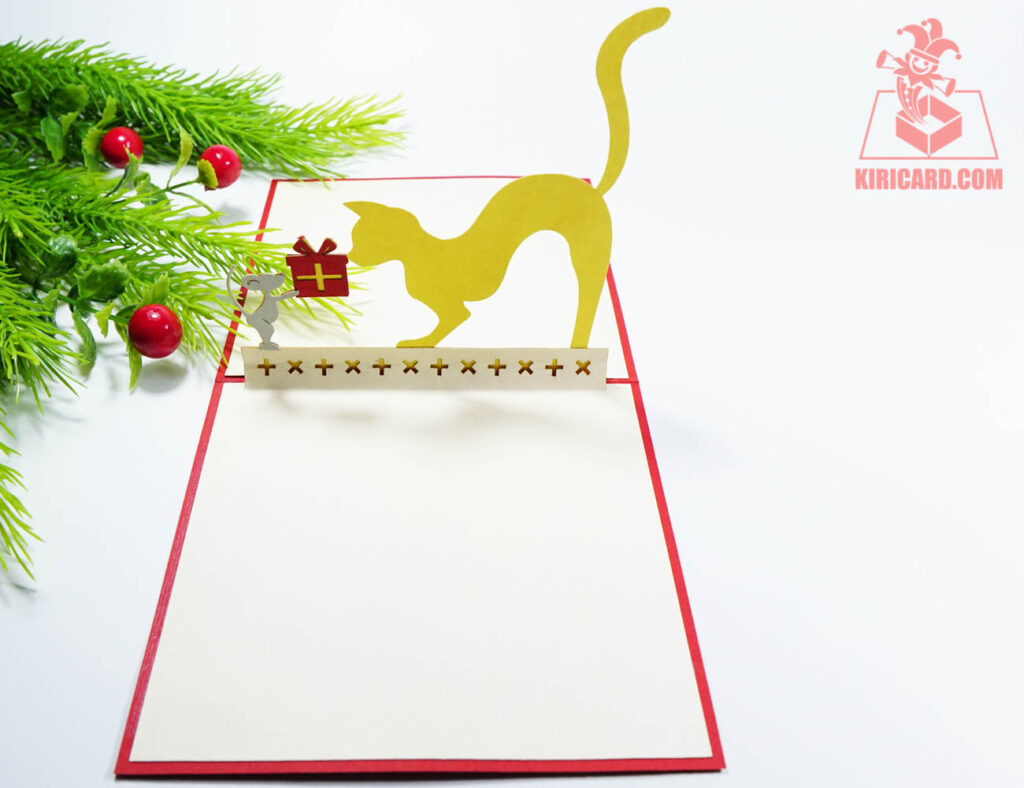 Mouse and Cat Pop Up Card - Kiricard