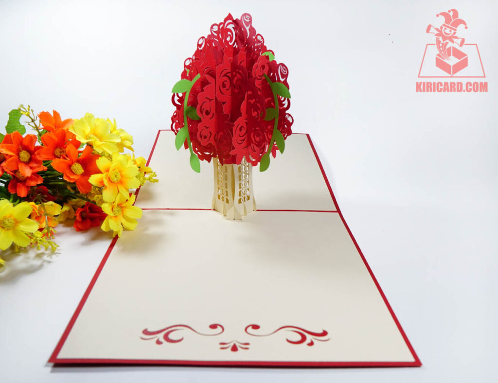 Red Rose Bouquet Pop Up Card - Kiricard