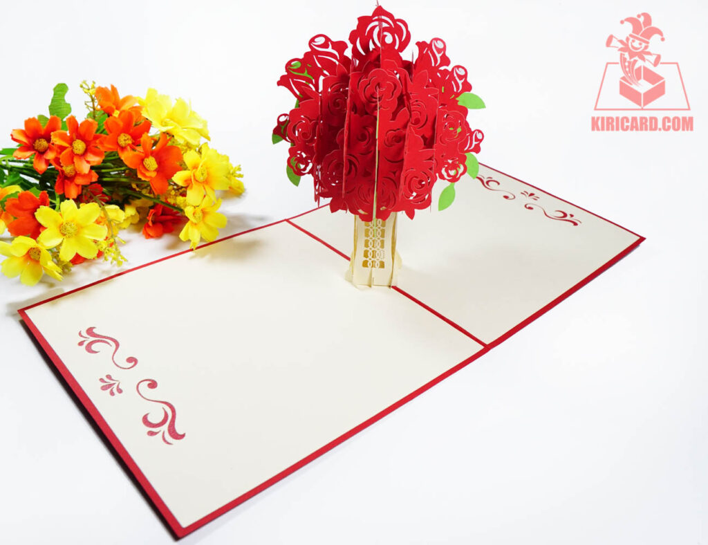 Red Rose Bouquet Pop Up Card - Kiricard