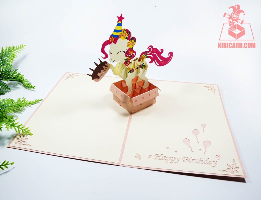 Pink Pony Pop Up Card - Kiricard
