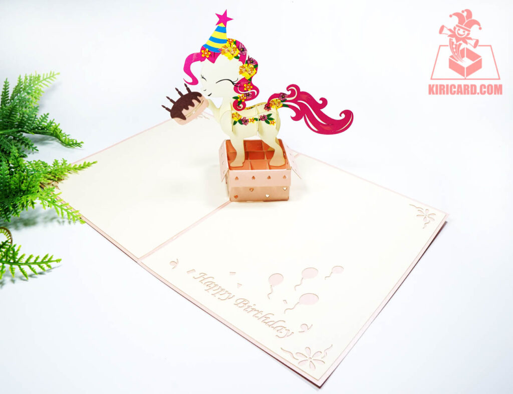 Pink Pony Pop Up Card - Kiricard
