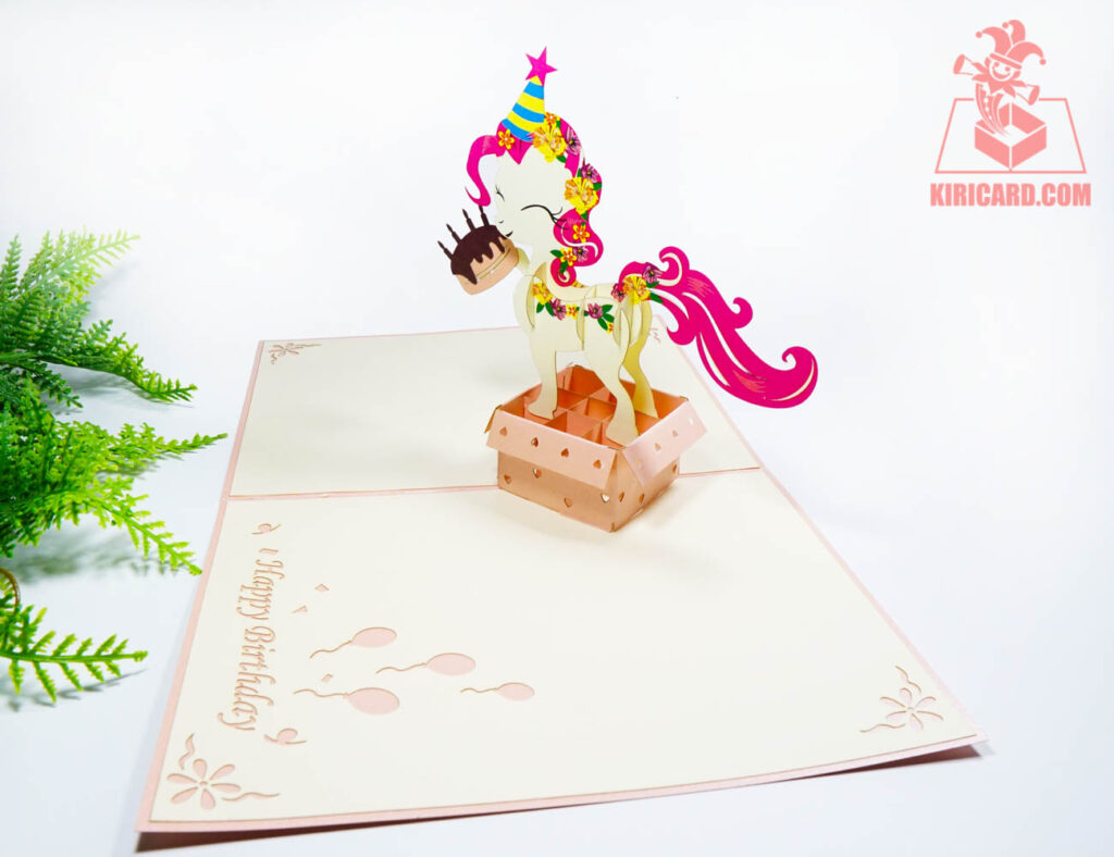 Pink Pony Pop Up Card - Kiricard