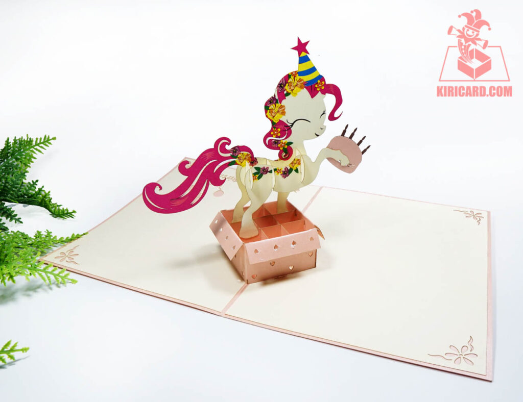 Pink Pony Pop Up Card - Kiricard