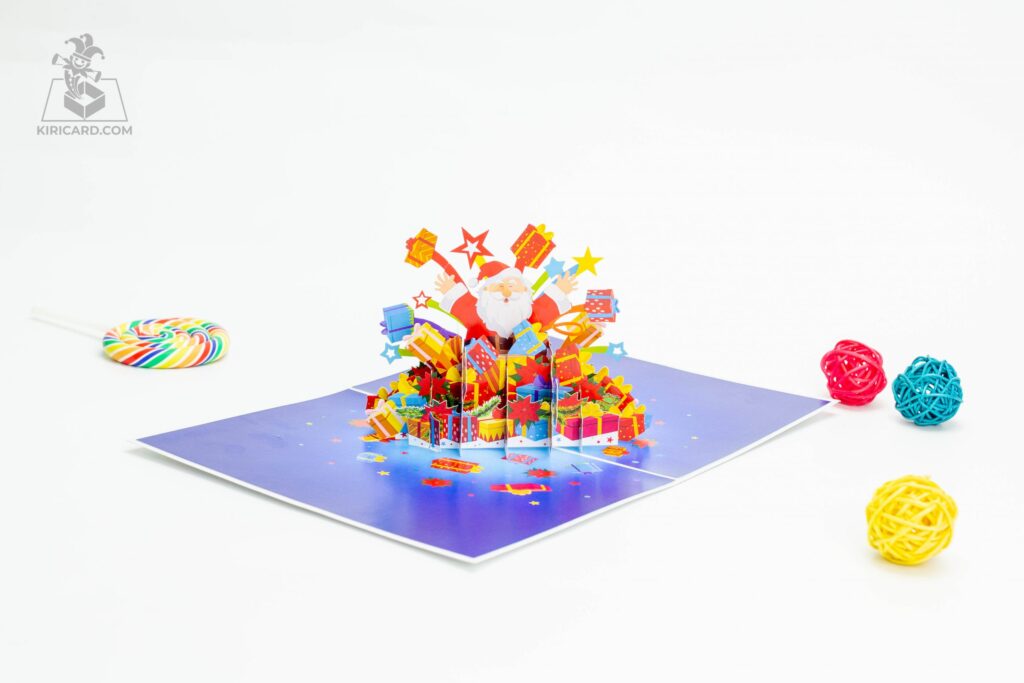 Santa and Presents Exploding Pop Up Card - Kiricard