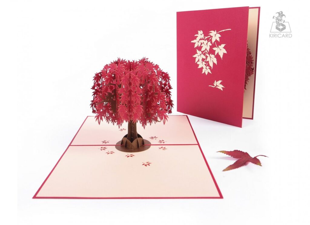 Red Maple Tree Pop Up Card - Kiricard