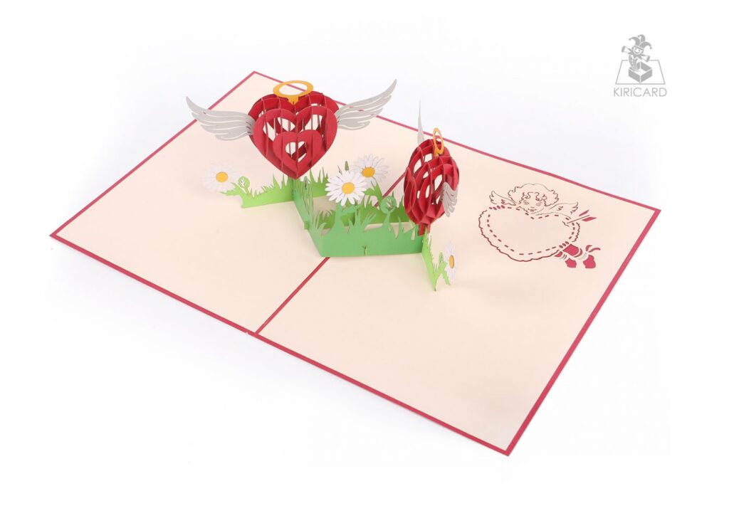 Valentine Wing Hearts Pop Up Card - Kiricard