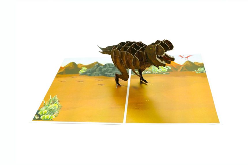 Brown T-rex Pop-Up Card - Kiricard